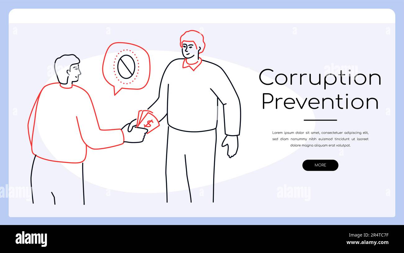Corruption prevention - modern colorful line design style banner Stock ...