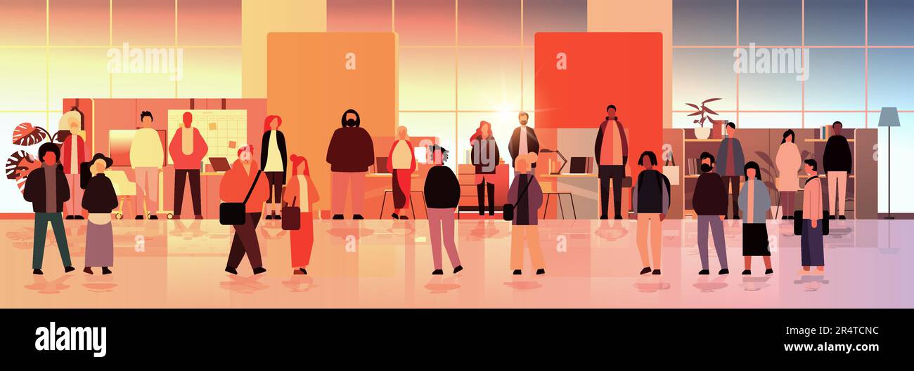 multiethnic businesspeople group mix race men women workers crowd in ...