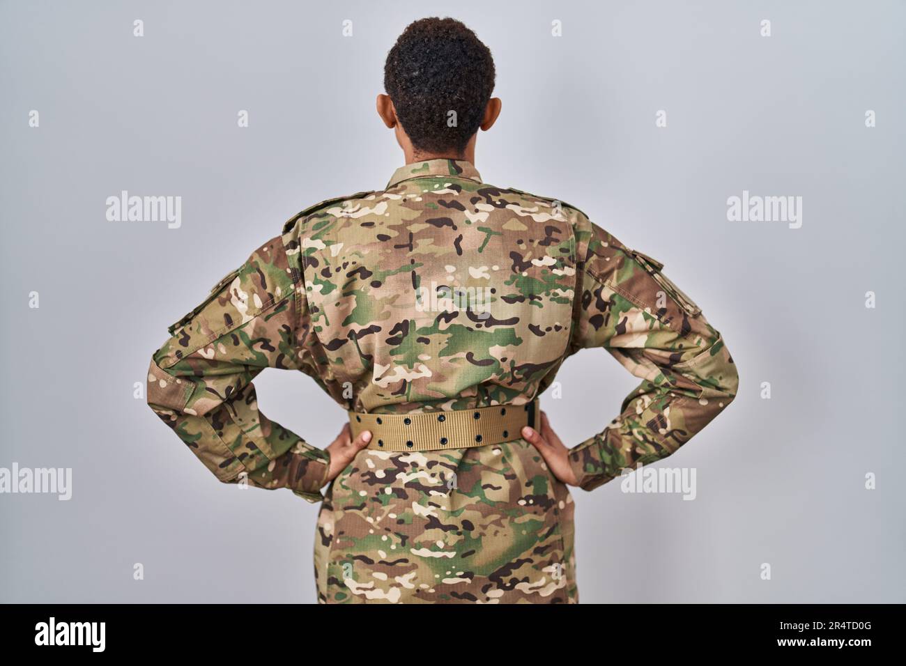 Beautiful african american woman wearing camouflage army uniform ...