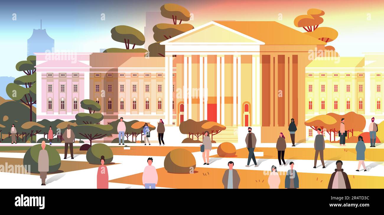 multiethnic people group standing near governmental building mix race ...