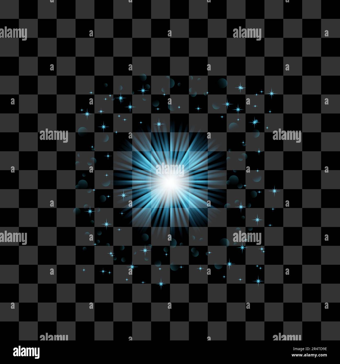 Vector Blue Light Effect Set on Checkered Background. Water Transparent ...