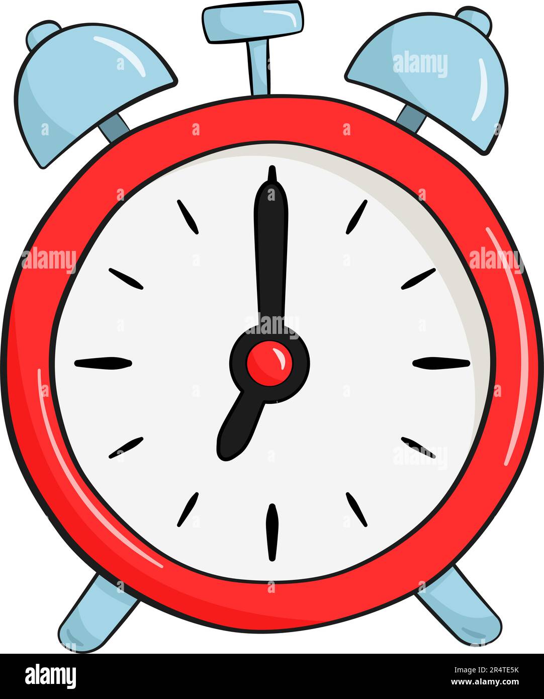 Red alarm clock. Cartoon. Vector illustration. Isolated on white ...