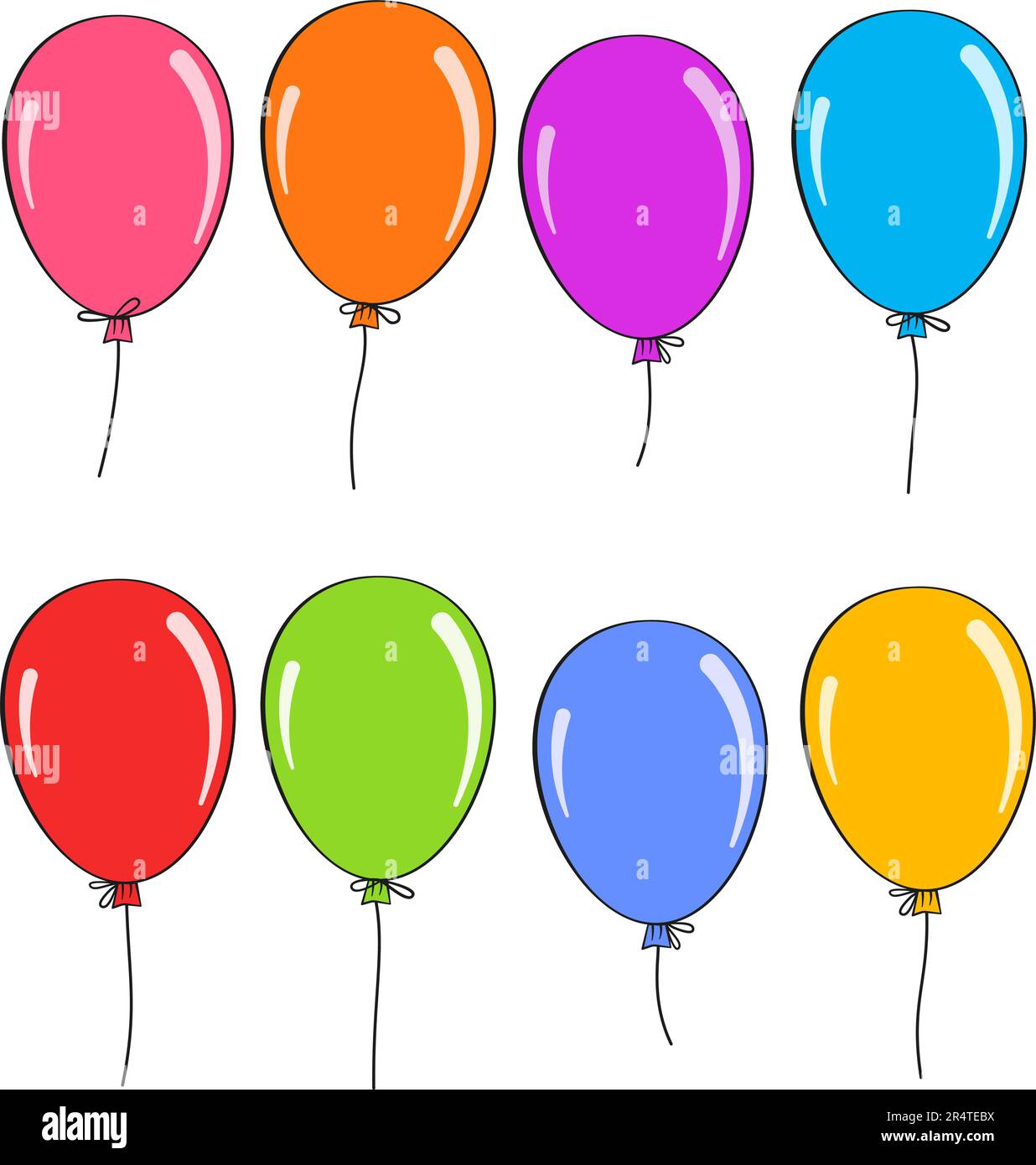 Set of colorful balloons. Cartoon. Vector illustration. Isolated on ...