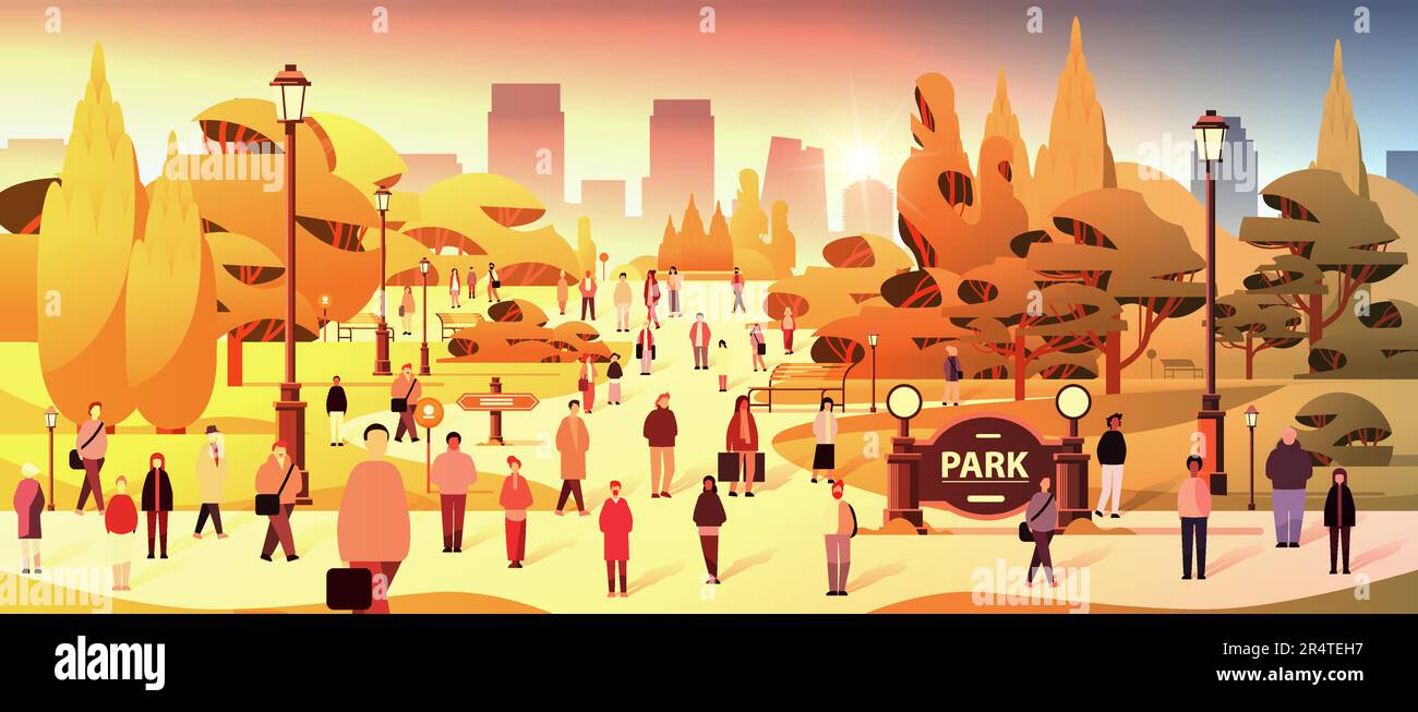 multiethnic people group walking outdoor mix race men women crowd ...