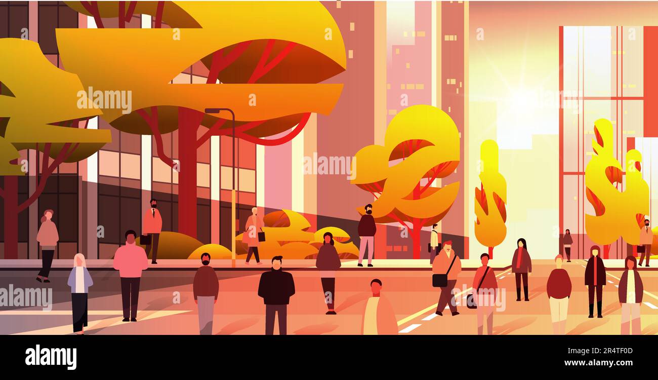 multiethnic people group walking outdoor mix race men women citizens ...