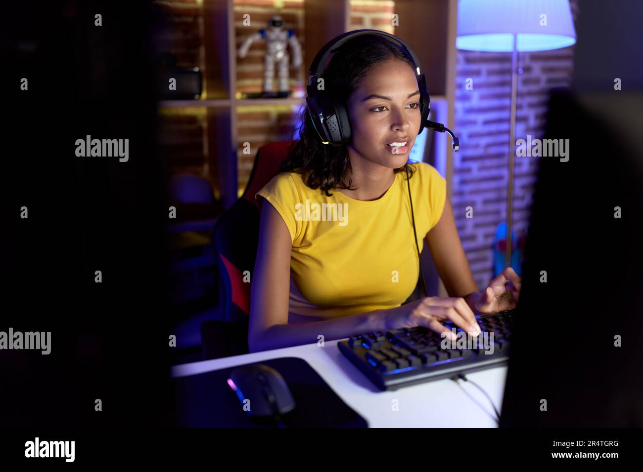 African american woman streamer smiling hi-res stock photography and ...