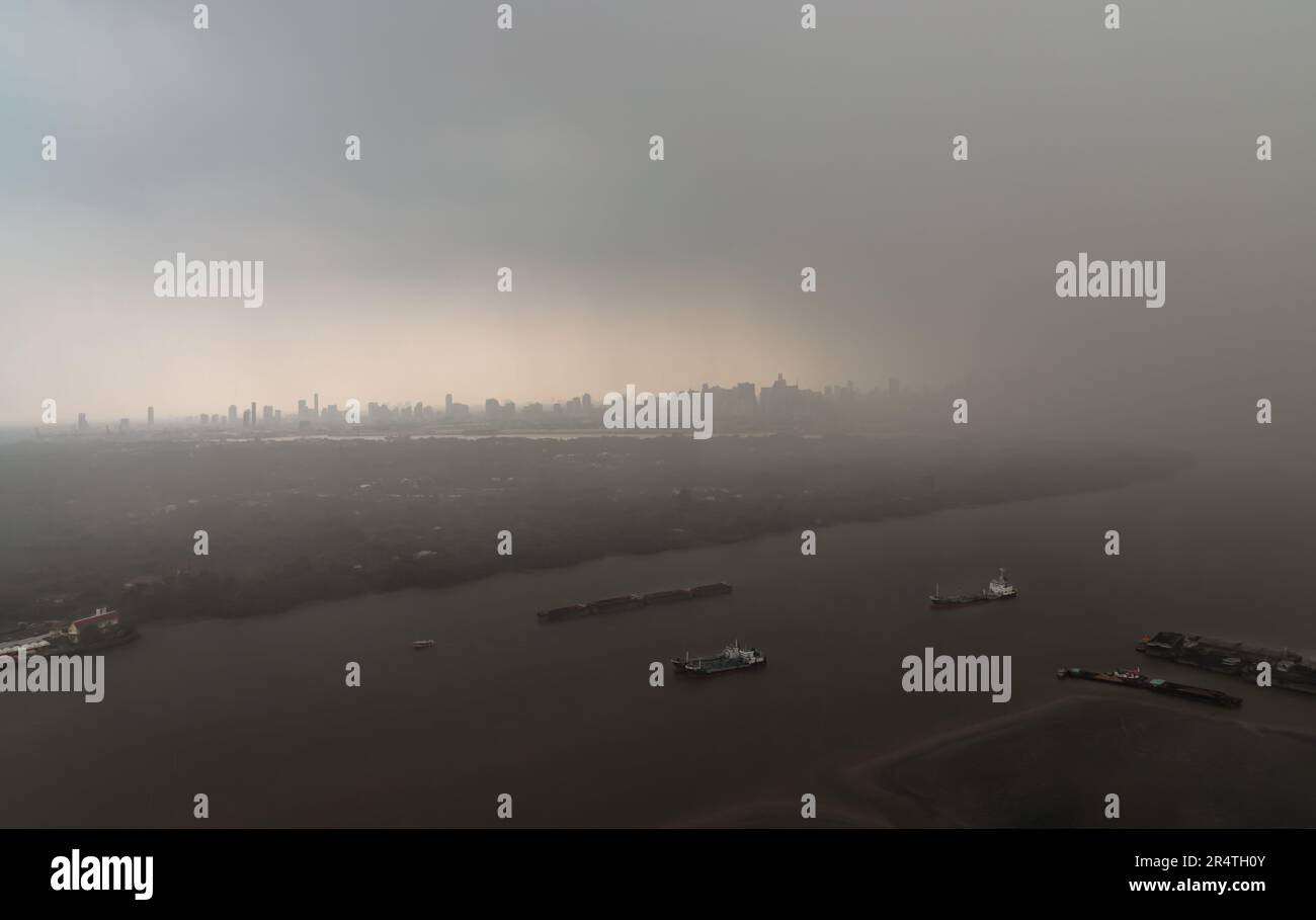 Bangkok, Thailand - May 28, 2023 - Misty Landscape of city skyscrapers ...