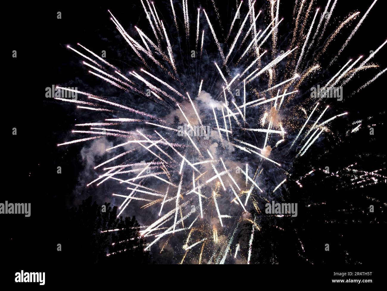 magic fireworks in sky. colourful pyrotechnic show Stock Photo - Alamy
