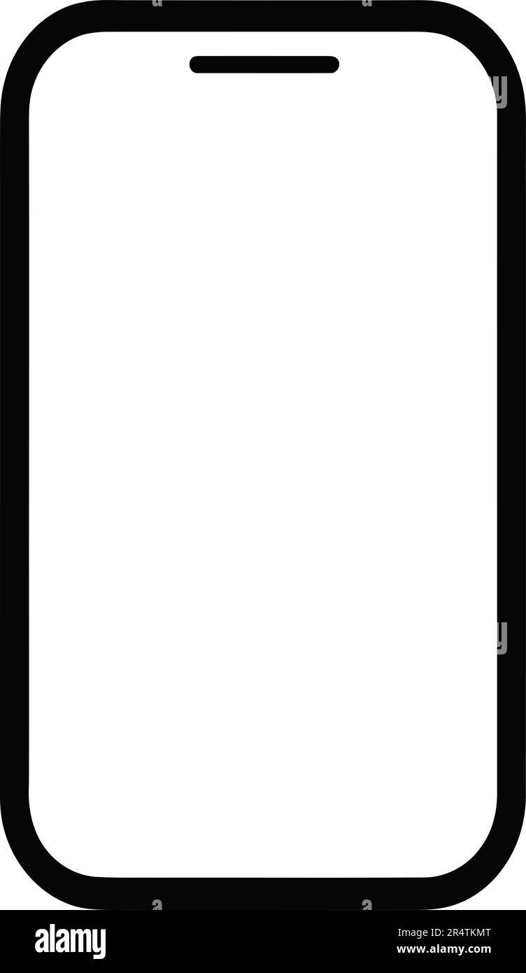 Phone icon with blank white screen isolated on white background. Vector ...