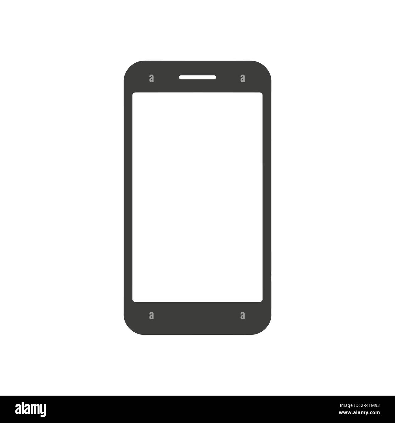 Phone icon with blank white screen isolated on white background. Vector ...