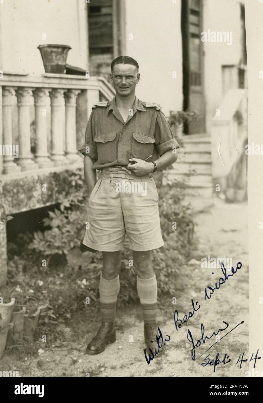 British colonial officer in the garden, 1944 Stock Photo - Alamy