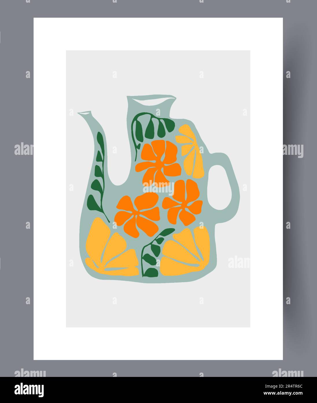 Still life jug floral kettle wall art print Stock Vector Image & Art ...