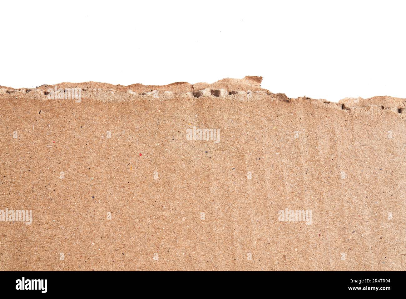 One ripped piece of cardboard material over isolated white background ...