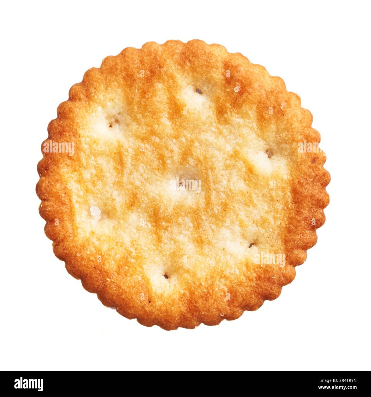 Delicious single salty biscuit over isolated white background Stock ...