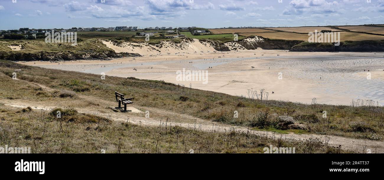 A panoramic image of a bench on the coast path overlooking the award ...