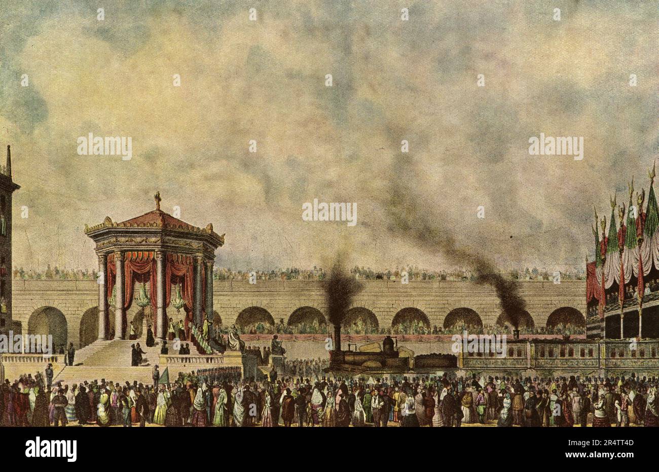 Opening of the railway line Turin-Genoa with King Cictor Emanuel II ...