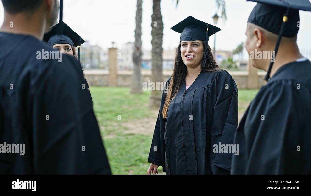 Group of people students graduated speaking at university campus Stock ...