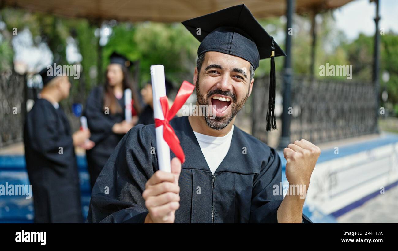 Group of people students graduated holding diploma with winner ...