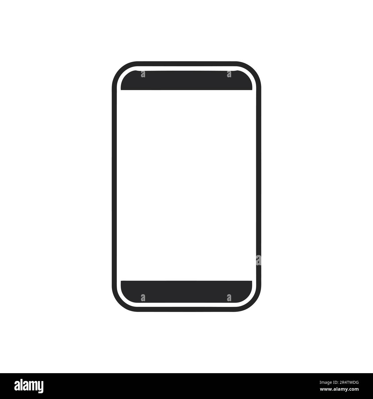 Phone icon with blank white screen isolated on white background. Vector ...