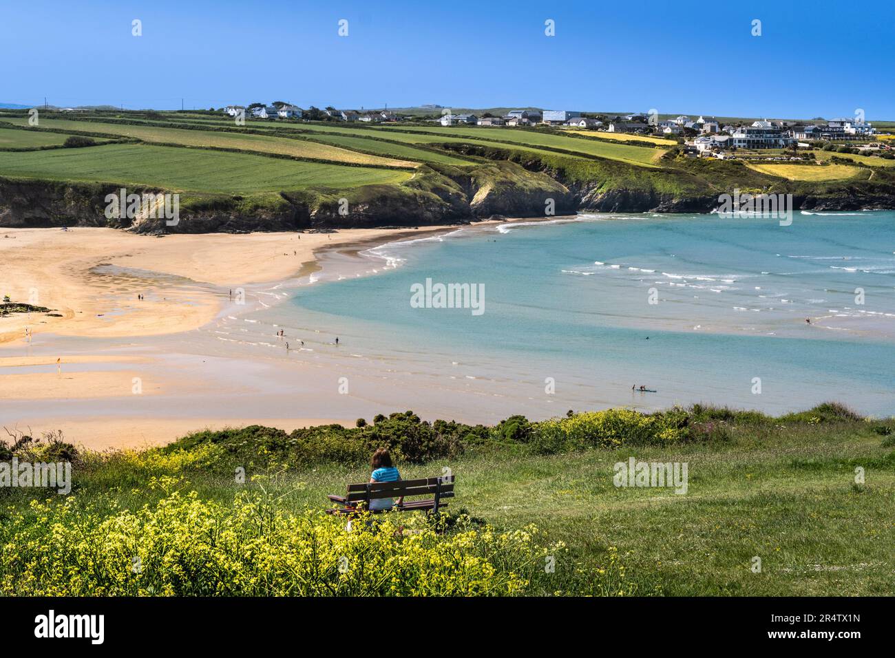 The spectacular Crantock Beach seen from Pentire Point East in Newquay ...