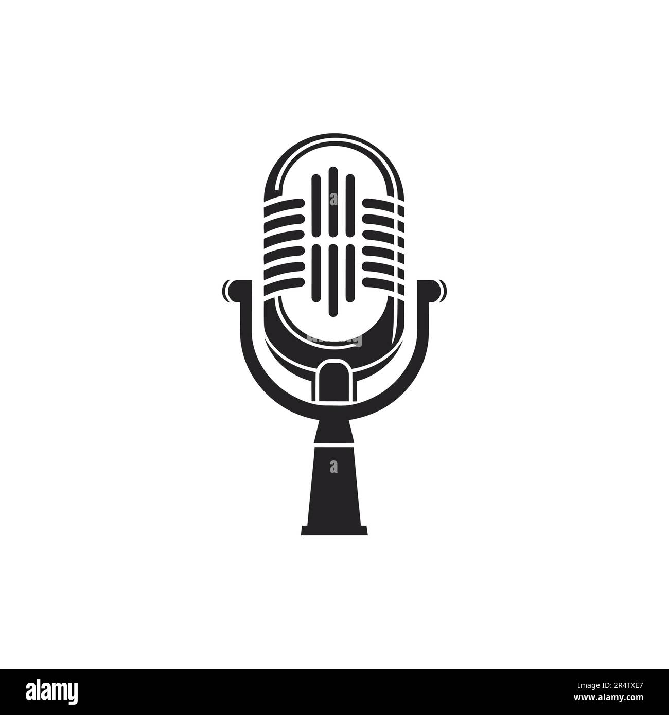 Retro microphone black. Logo on a white background. Vector illustration ...