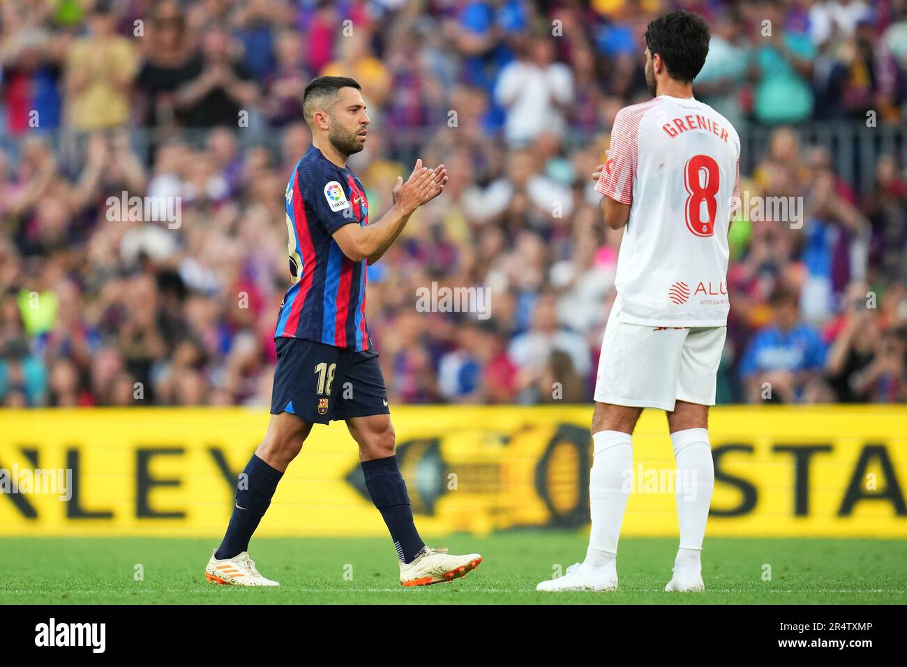 Jordi Alba Jordi says goodbye to the fans in his last game as a FC Barcelona player during the ...