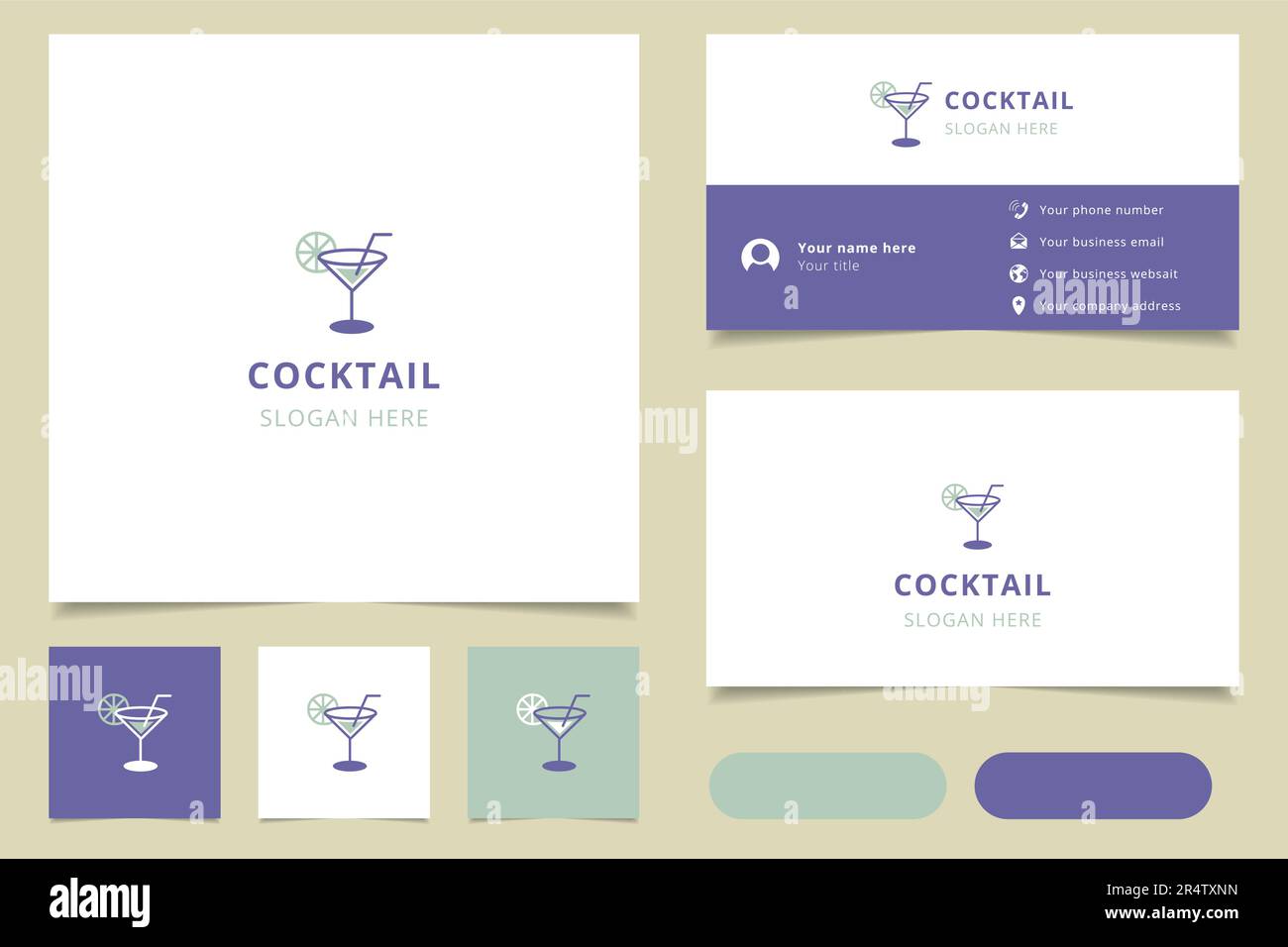 Cocktail logo design with editable slogan. Branding book and business ...