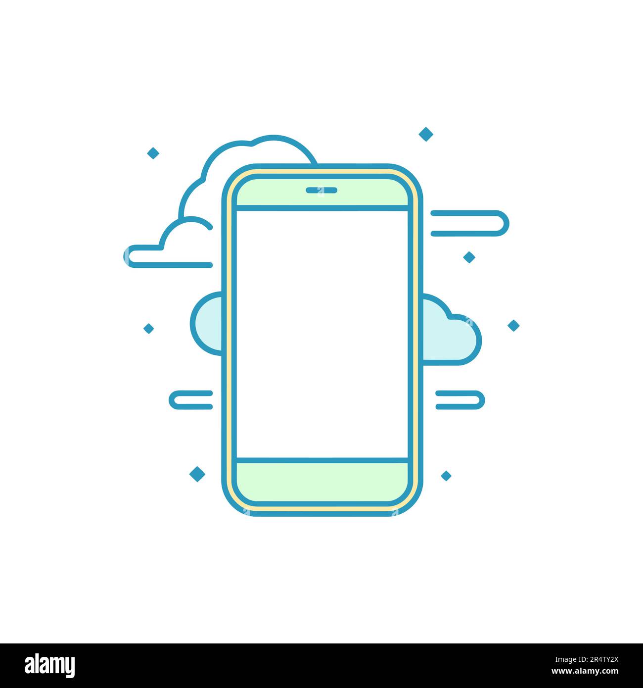 Smartphone icon in cartoon flat style on white isolated background ...