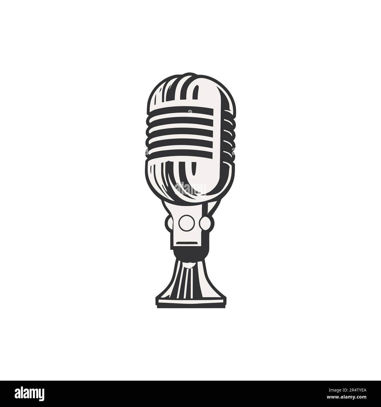 Retro microphone black. Logo on a white background. Vector illustration ...