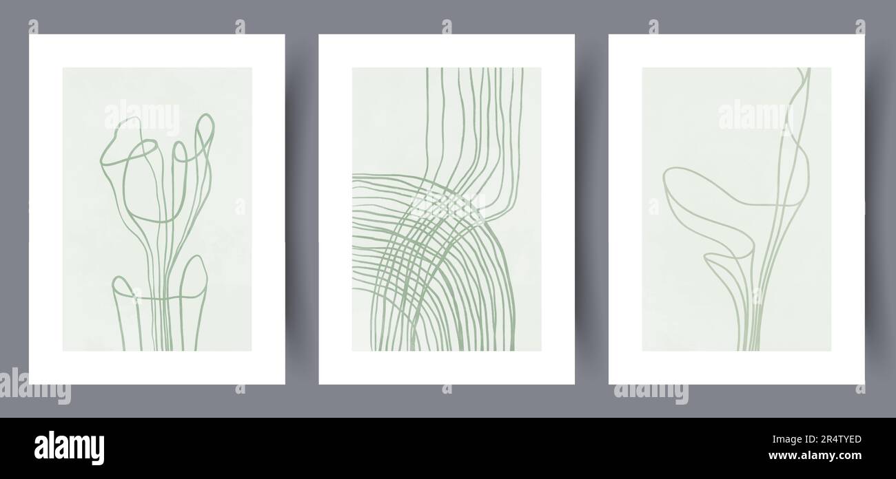 Abstract lines aesthetic minimalism wall art print Stock Vector Image ...