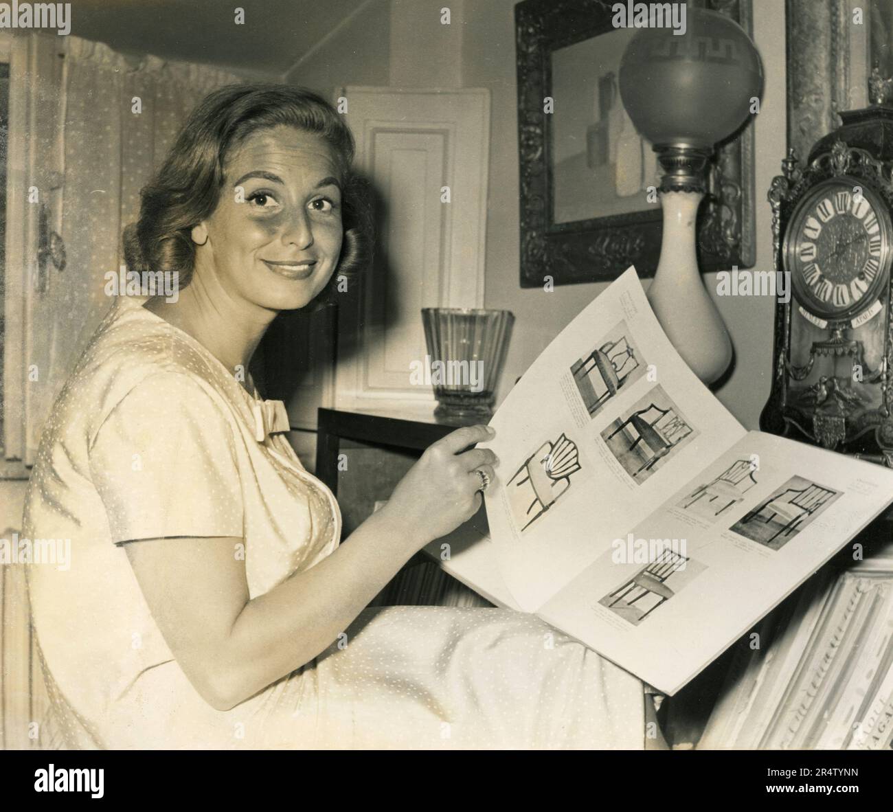 Italian TV presenter Nicoletta Orsomando at home, Rome, Italy 1950s ...
