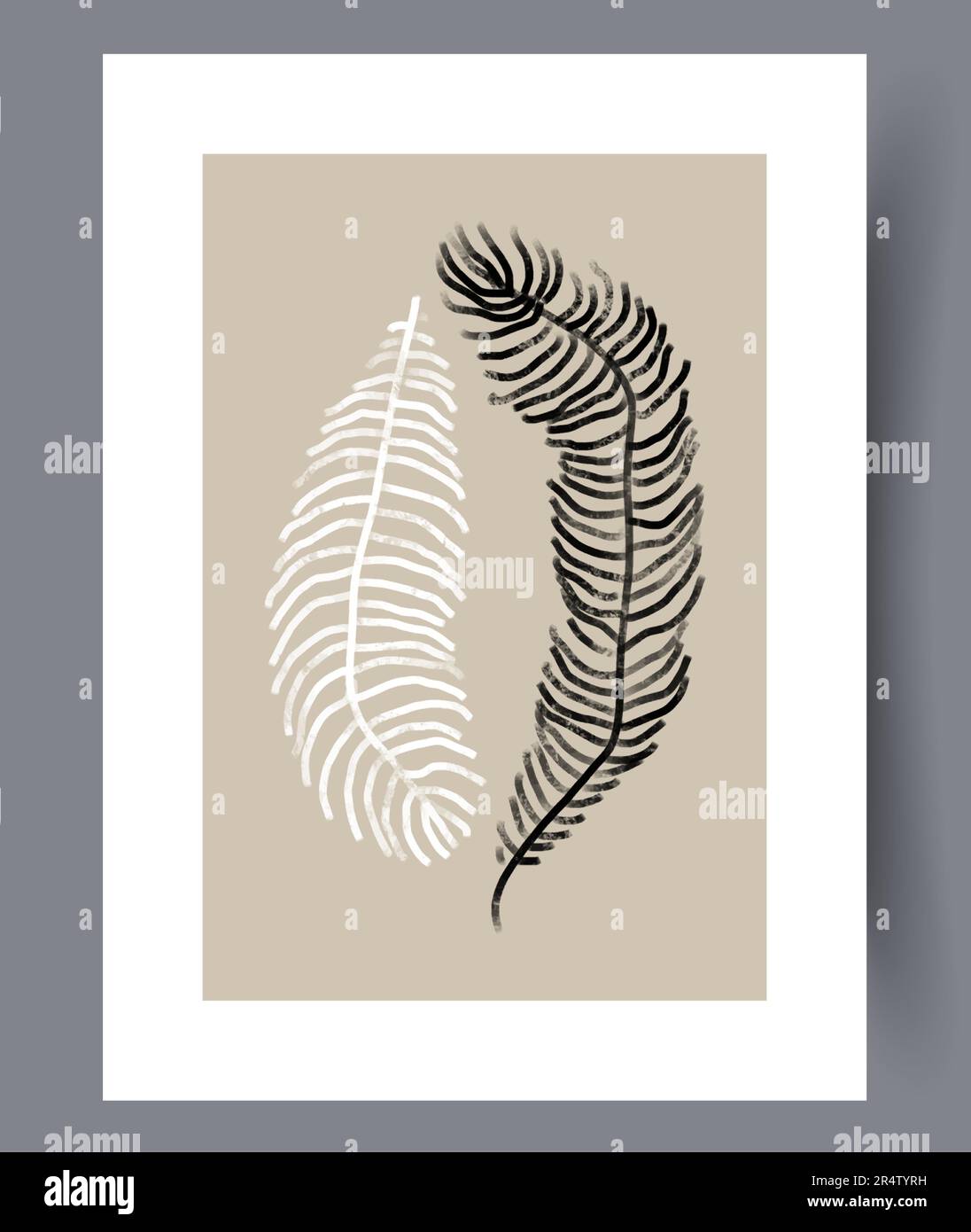 Abstract feathers aesthetics wall art print Stock Vector Image & Art ...