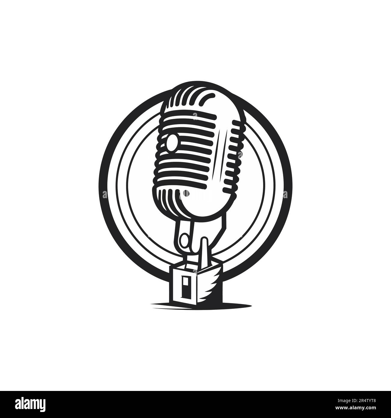 Retro microphone black. Logo on a white background. Vector illustration ...
