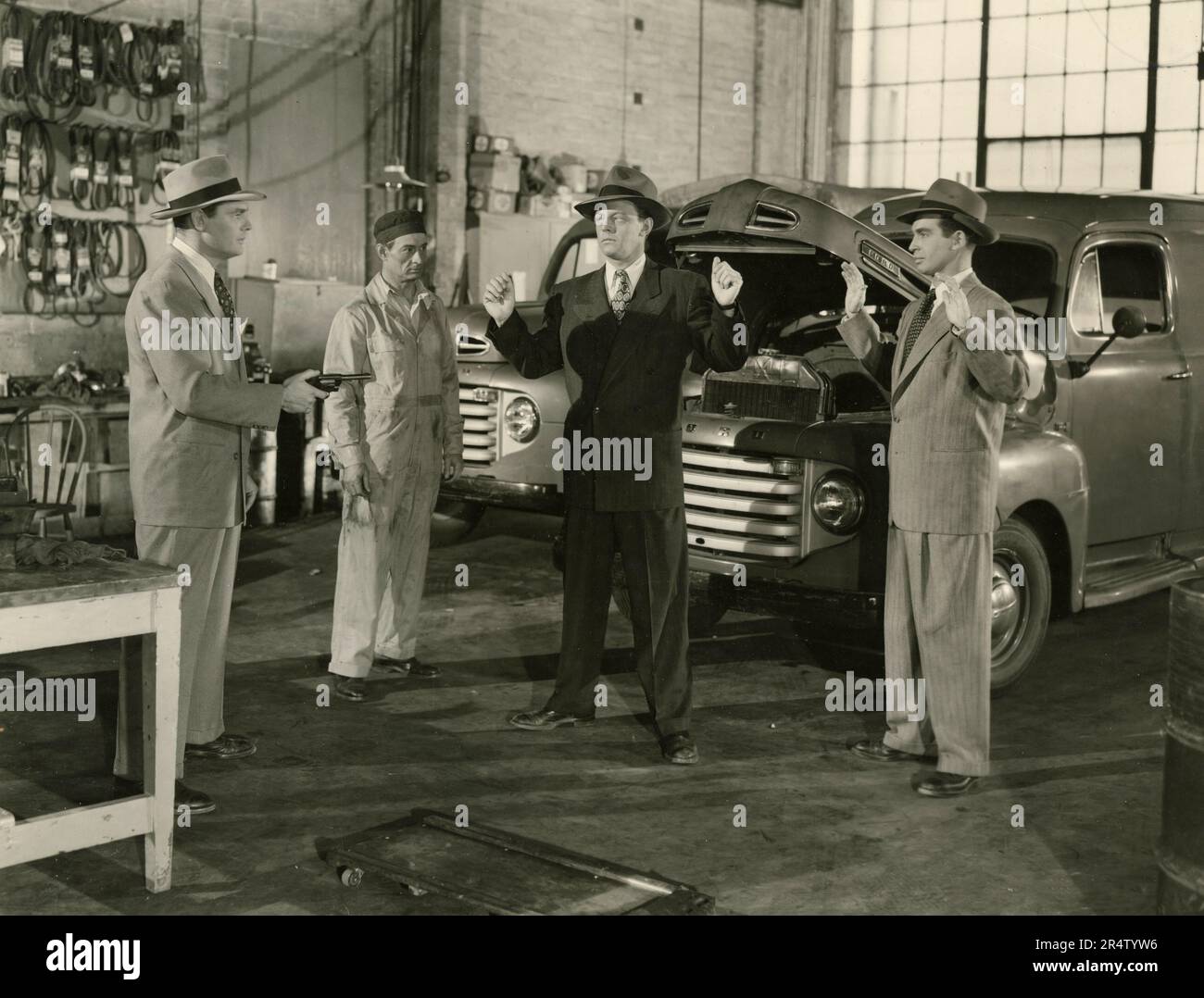 Gangsters movie scene from the 1950s Stock Photo - Alamy