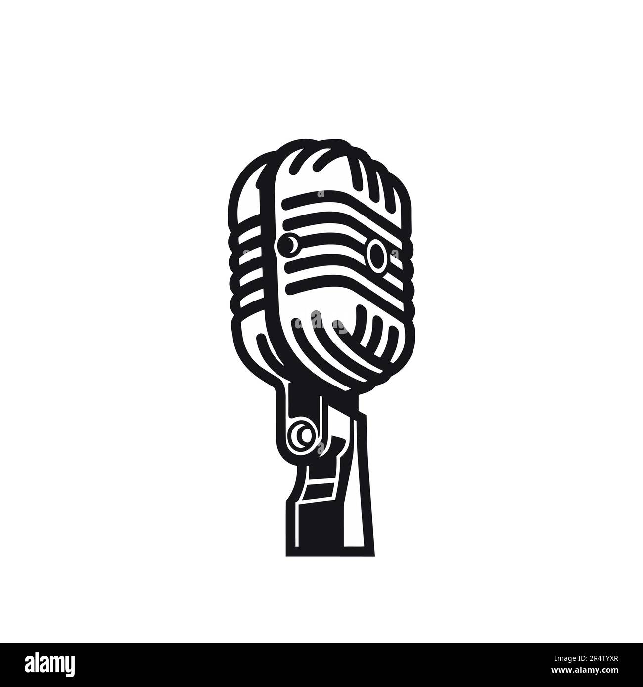 Retro microphone black. Logo on a white background. Vector illustration ...