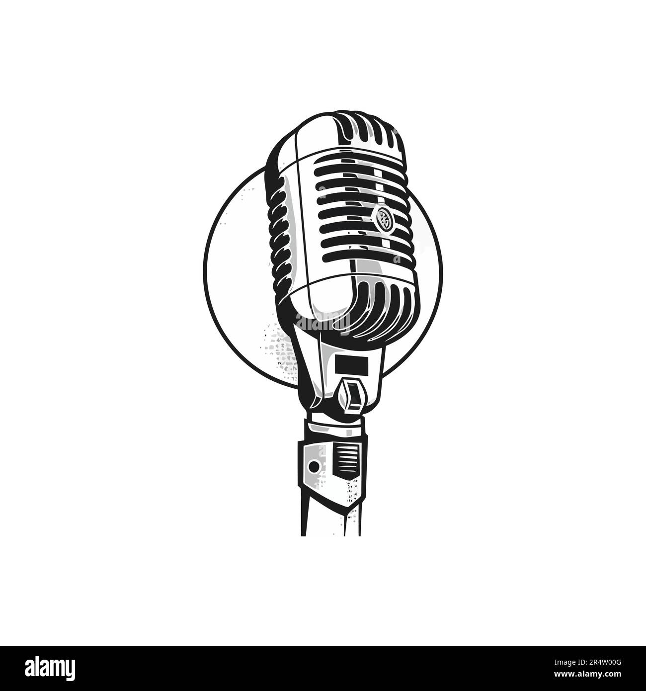 Retro microphone black. Logo on a white background. Vector illustration ...