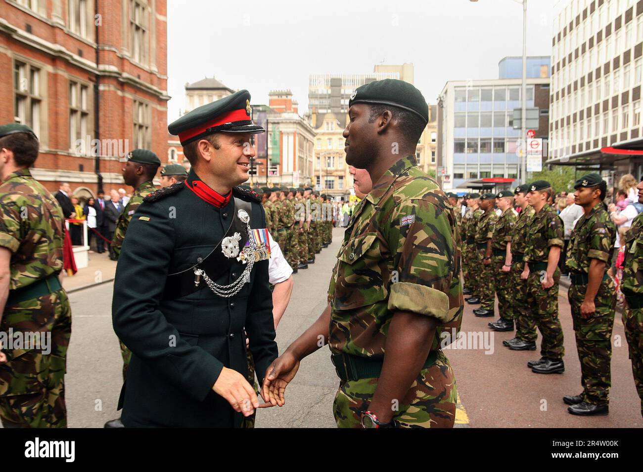 The 2nd Battallion of the Rifles march through the streets of Croydon ...