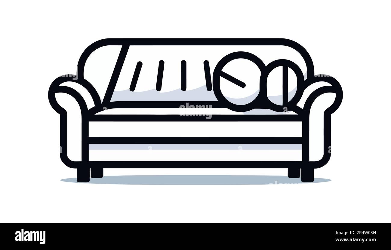 Sofa icon, linear style sign on white background. Vector illustration ...