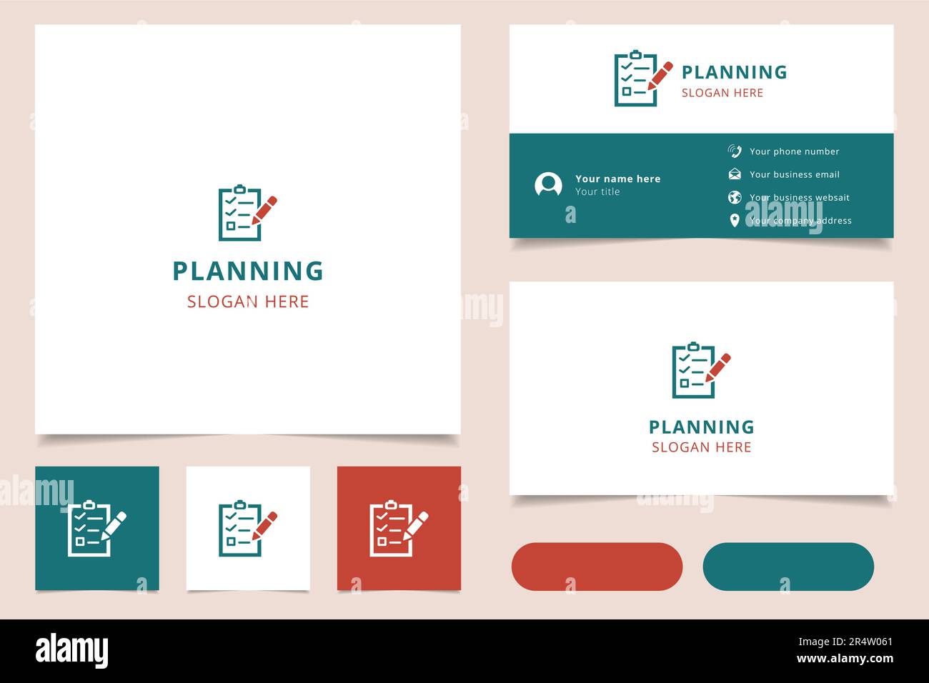 Planning logo design with editable slogan. Branding book and business ...