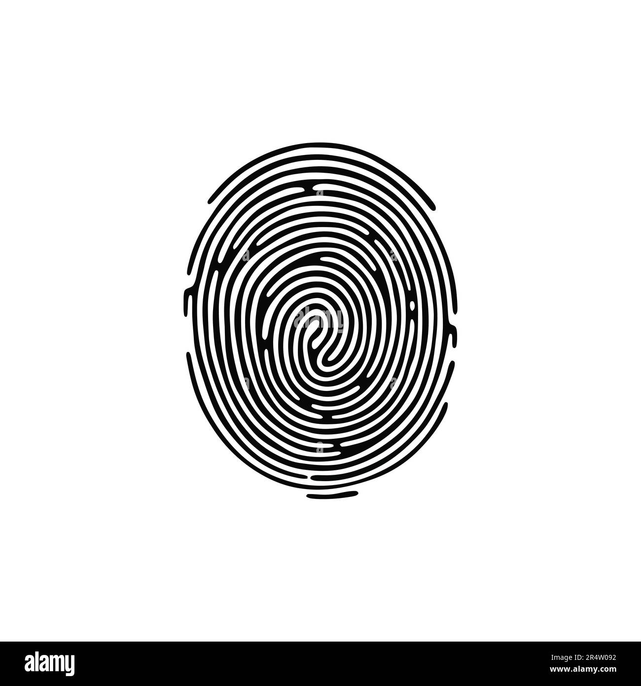 Fingerprint, secure security logo. Icon on white background. Vector ...