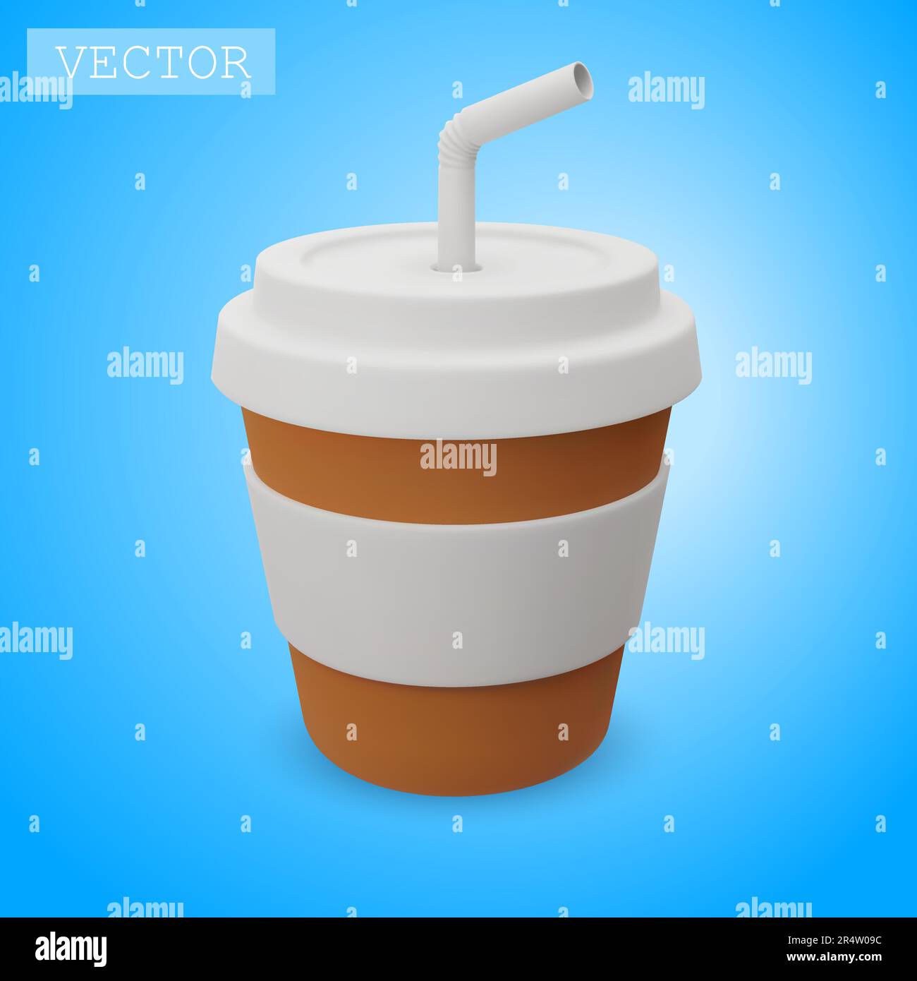 3D render of a cup with coffee and a straw. Fast food. An invigorating ...