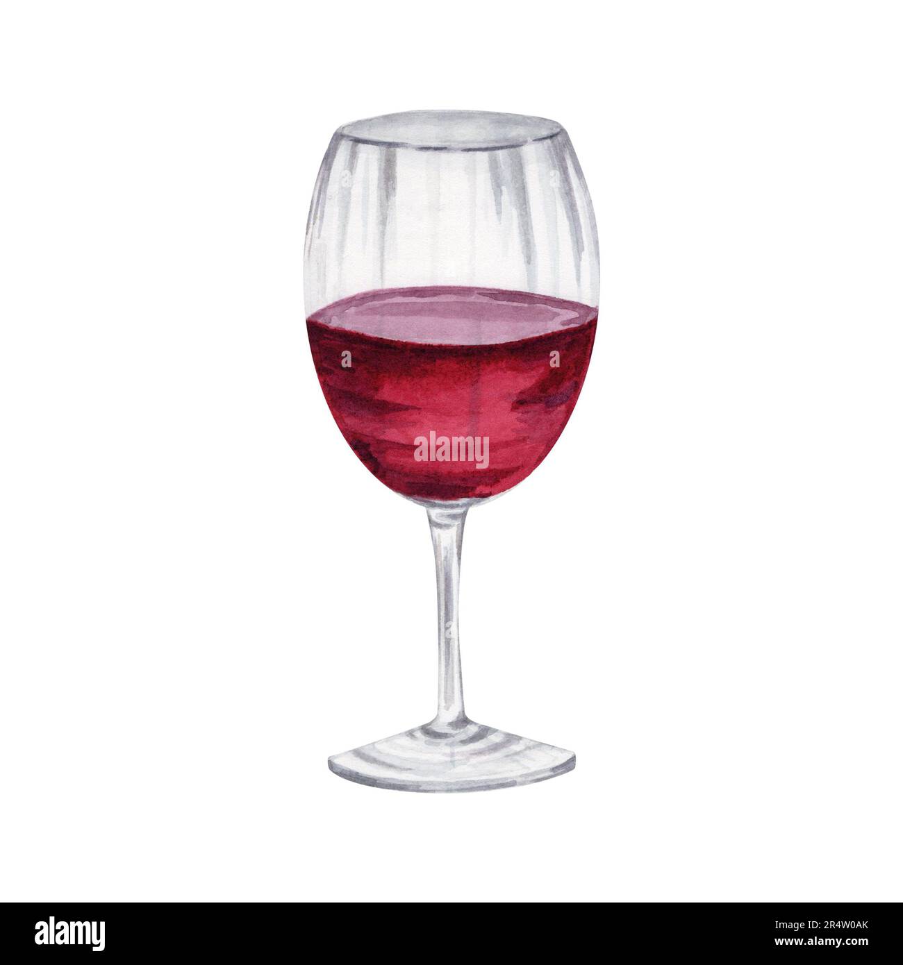 Watercolor red wine glass isolated on white background. Hand drawn ...