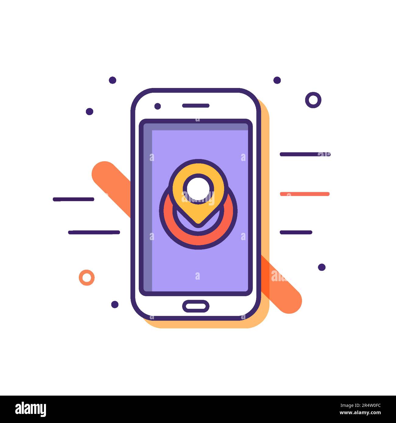 Smartphone icon in cartoon flat style on white isolated background ...