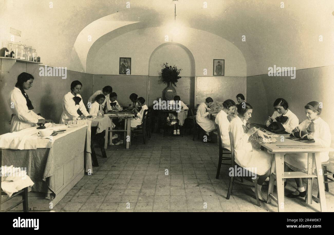Home ceremony: Ironing and mending: Female students of the vocational ...