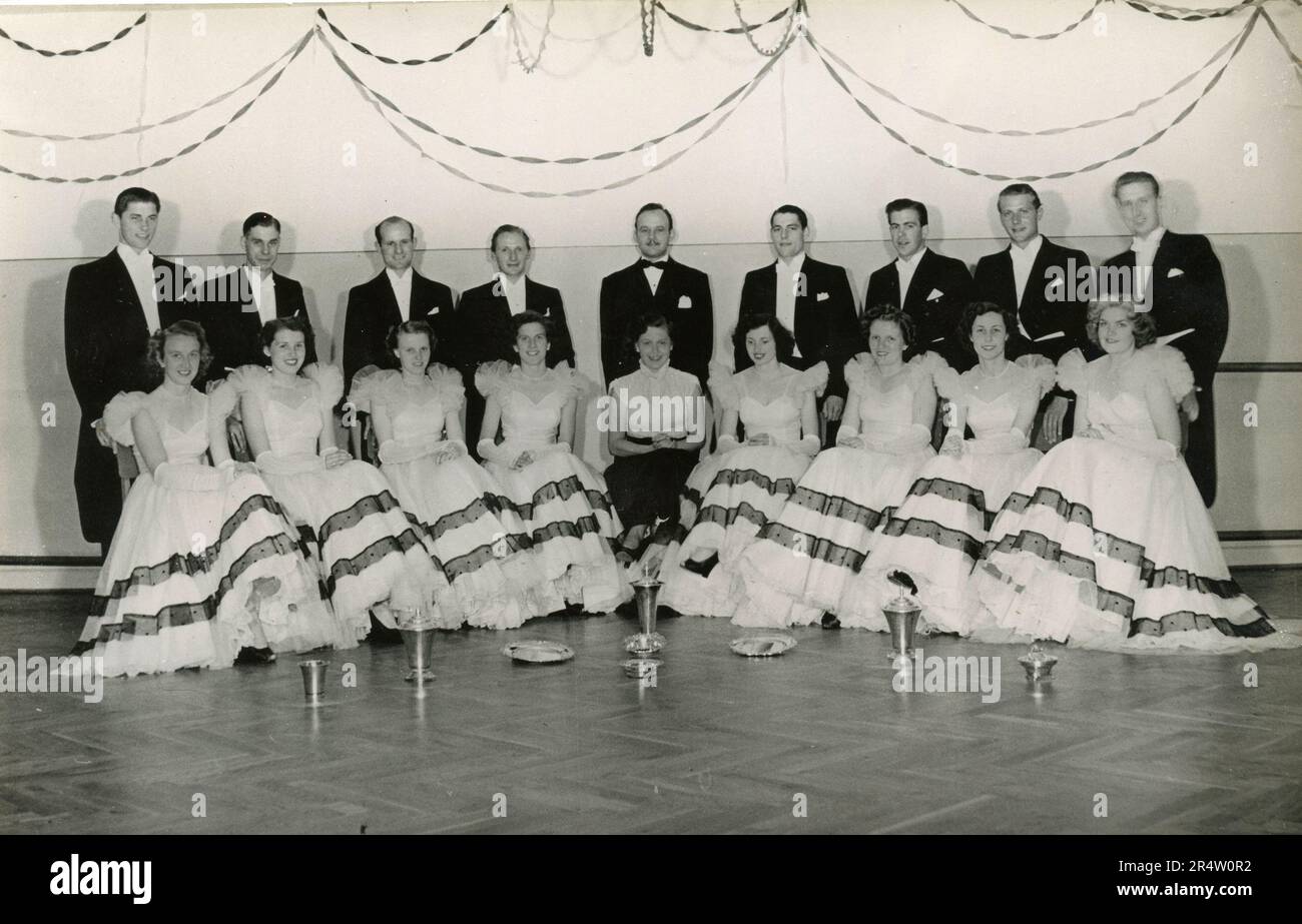 Couples of Danish professional dancers posing with the trophies ...