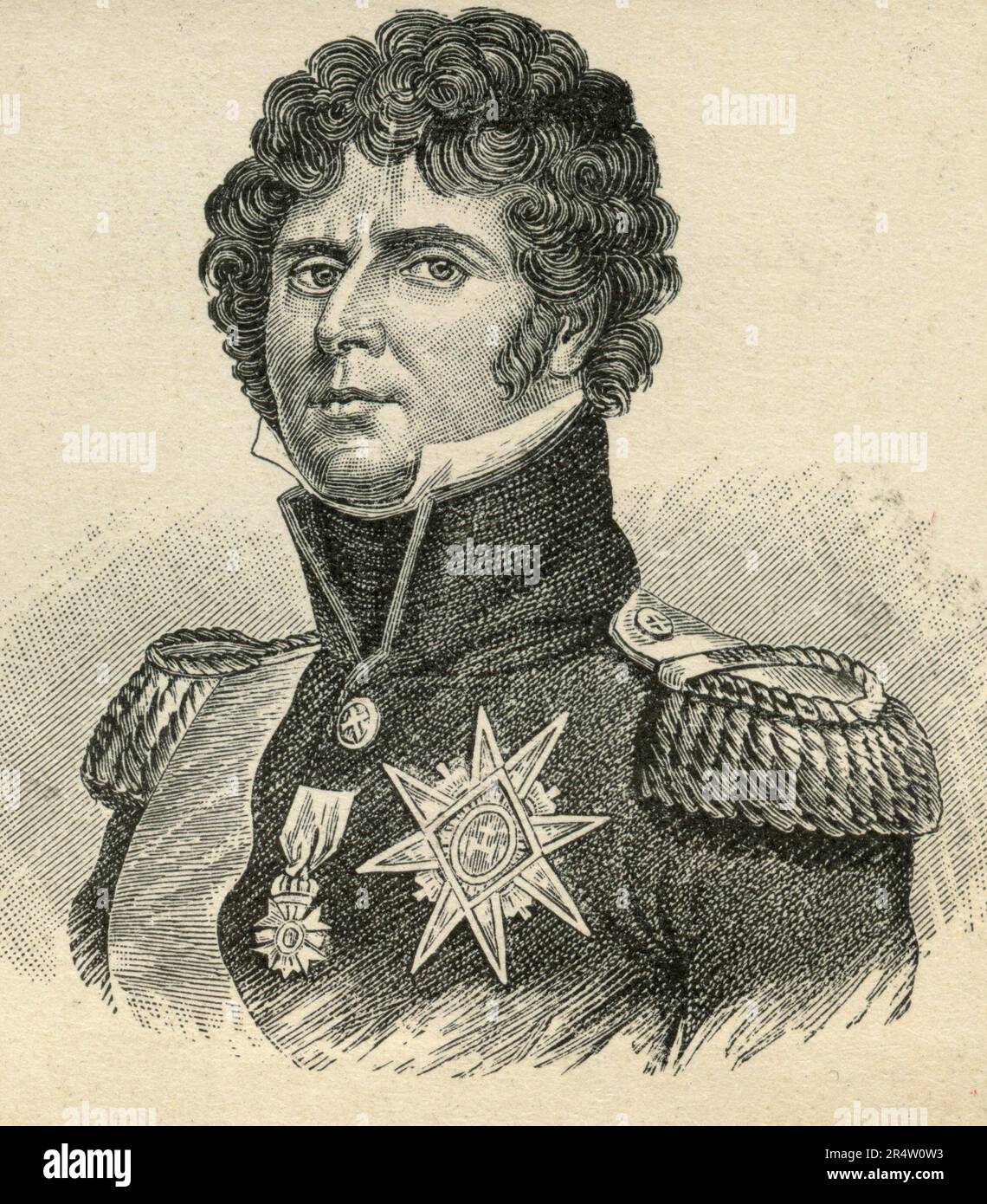 Portrait of French General Jean-Baptist Bernadotte, lithograph 1850s ...