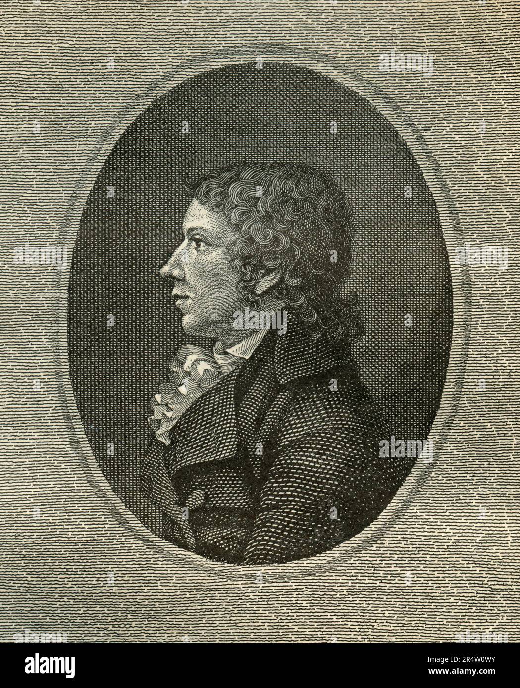 Portrait of Danish poet Jens Baggesen, lithograph, Denmark 1850s Stock ...