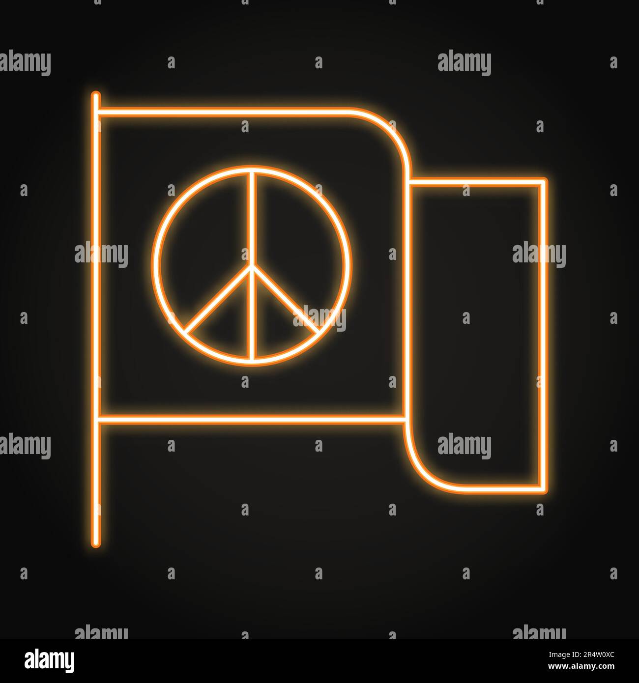 Flag with peace sign neon line icon. Pacifism symbol. Vector ...