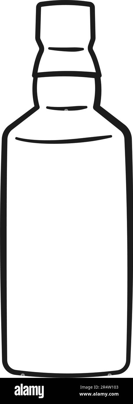 Bottle with cork outline. Cartoon. Vector illustration. Isolated on ...