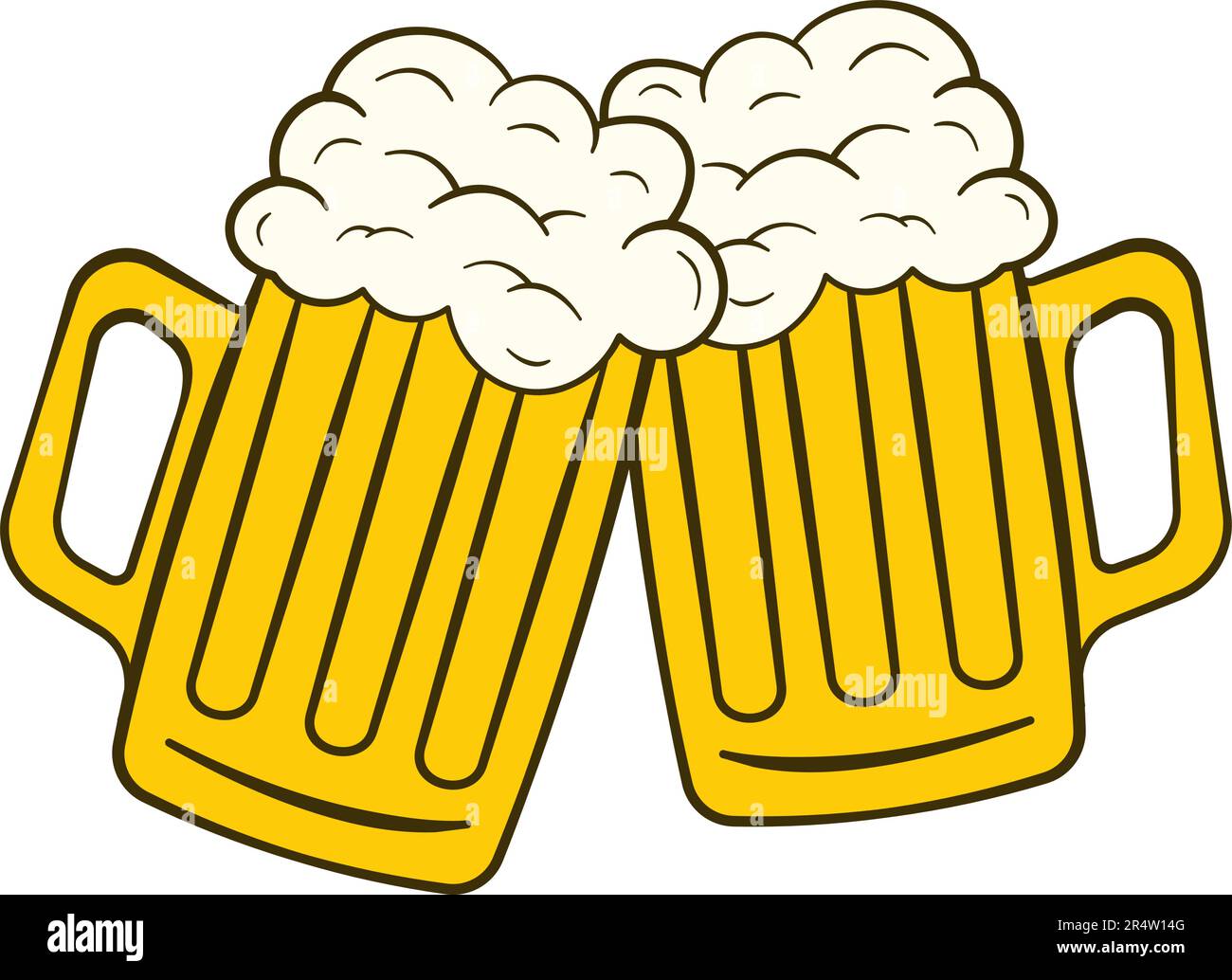 Green beer mugs with foam. St. Patrick's Day. Cartoon. Vector ...